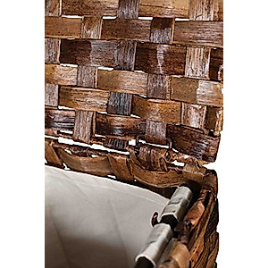 BIRDROCK HOME Abaca Divided Flat Weave Laundry Hamper with Bags - Hand Woven Clothes Basket - Sorter Hampers - Espresso