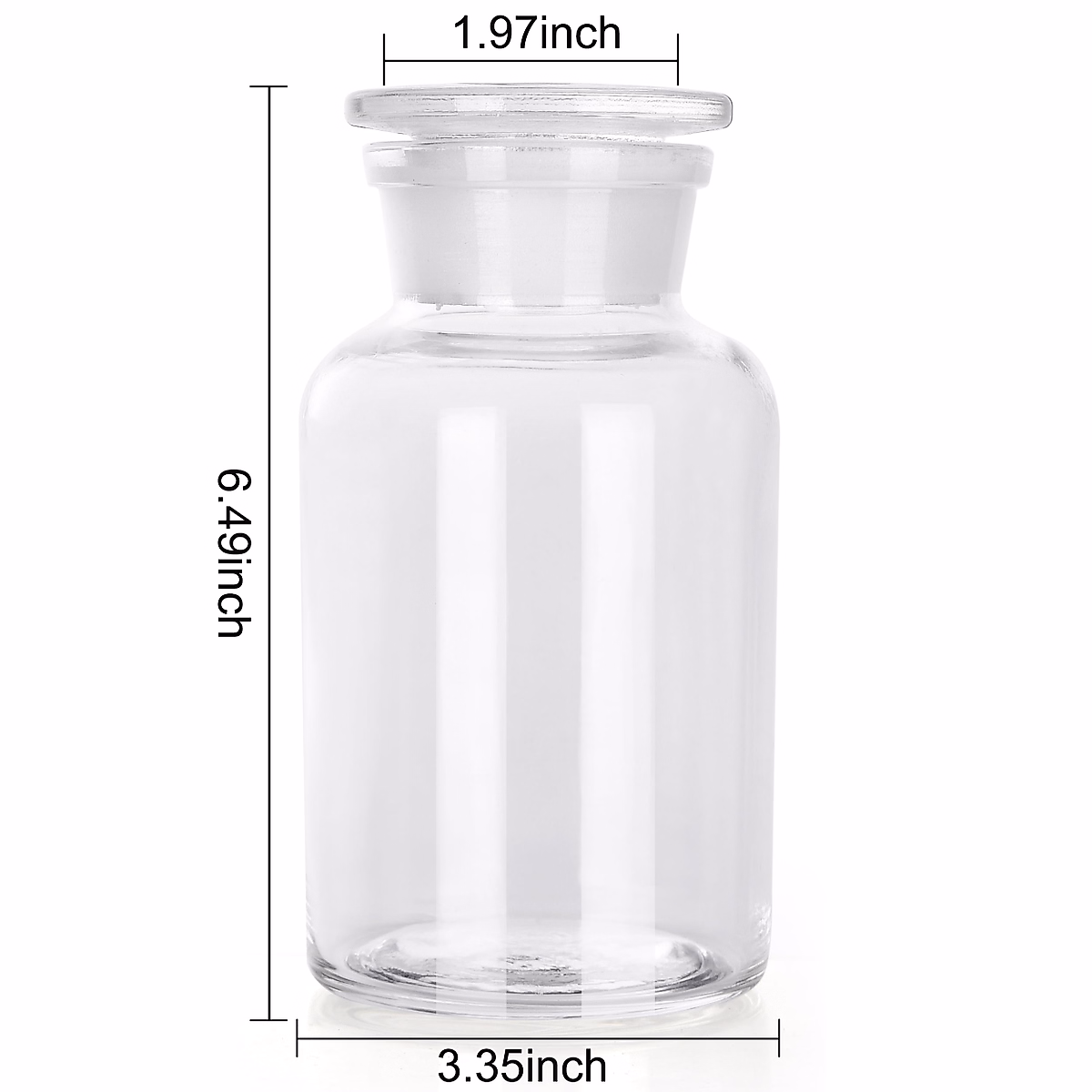 Kestun Lab Borosilicate Glass Reagent Bottle,Wide Mouth Glass Storage Bottle with Ground Stopper (Clear, 500ML)