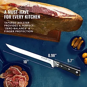 Cutluxe Ham Knife 10" - Spanish Style Meat Slicer, Carving Serrano Ibérico & Italian Prosciutto - Premium High Carbon Stainless Steel Blade - Ergonomic Handle - Artisan series