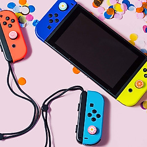 Sumind 16 Pieces Replacement Cute Fruit Lemon and Flower Design Thumb Grip Caps Analog Stick Cover Joystick Cap Soft Silicone Cover Compatible with Nintendo Switch, Switch Lite and Joy-Con Controller