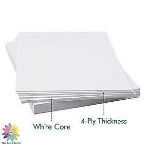 Mat Board Center, 25 Pack 9x12 Uncut Photo Mat Boards, White Color Backing Matt Board Great for Arts, Frames, Photos, Prints