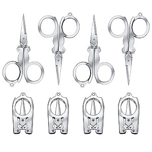 8 Pcs Stainless Steel Small Scissors Folding Scissors, Pocket Portable Foldable Travel Scissors Tiny Mini Craft Cutter for Home Travel, Silver