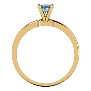 Clara Pucci 0.50 ct Round Cut Solitaire Stunning Blue Moissanite Bridal Designer Anniversary Engagement Ring in 14k Yellow Gold SZ 8.5