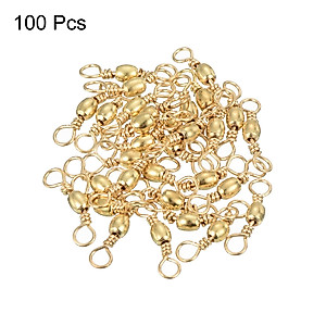 PATIKIL Fishing Barrel Swivel, 100Pcs 33lb Carbon Steel Solid Ring Terminal Tackle, Golden