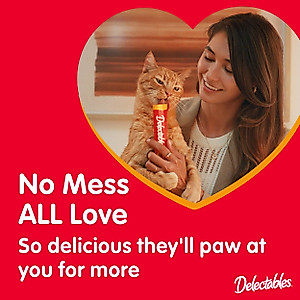 Delectables Squeeze Up Creamy Squeezable Puree, Lickable Wet Cat Treats, Grain Free, No Added Fillers, No By-Products, No Added Preservatives, 0.5 Ounces Tube Tuna & Salmon with Catnip, 32 Tubes Total
