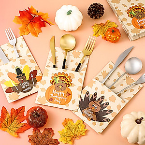 24 Pieces Thanksgiving Tableware Set Thanksgiving Place Setting Turkey Cutlery Holders Thank Giving Decoration Thanksgiving Cutlery Holder for Thanksgiving Turkey Utensil Decor, Autumn Harvest Party