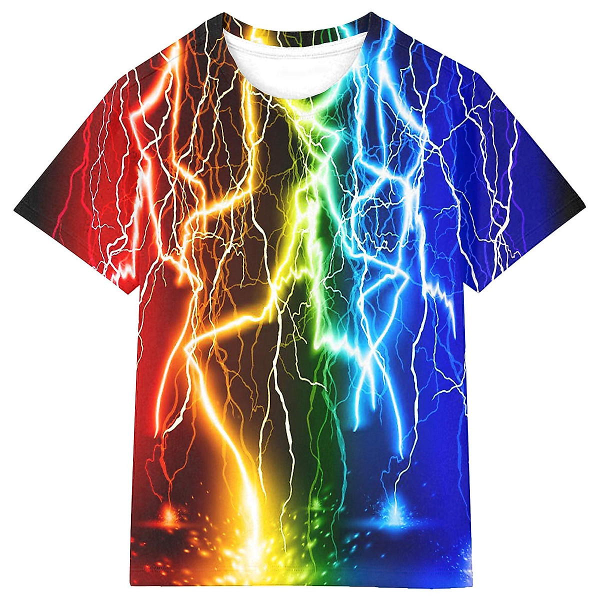 Asylvain Boys Girls Colorful Shirts Unisex Kids Tee Shirt 3D Print Cool Design Graphic Funny Tops T-Shirts Size 8-10 Years