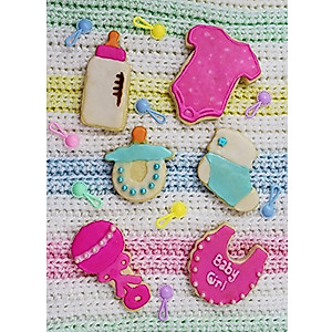R&M International Baby Shower and Party Cookie Cutters, Bodysuit, Bottle, Pacifier, Bootie, Bib, Rattle, 6-Piece Set