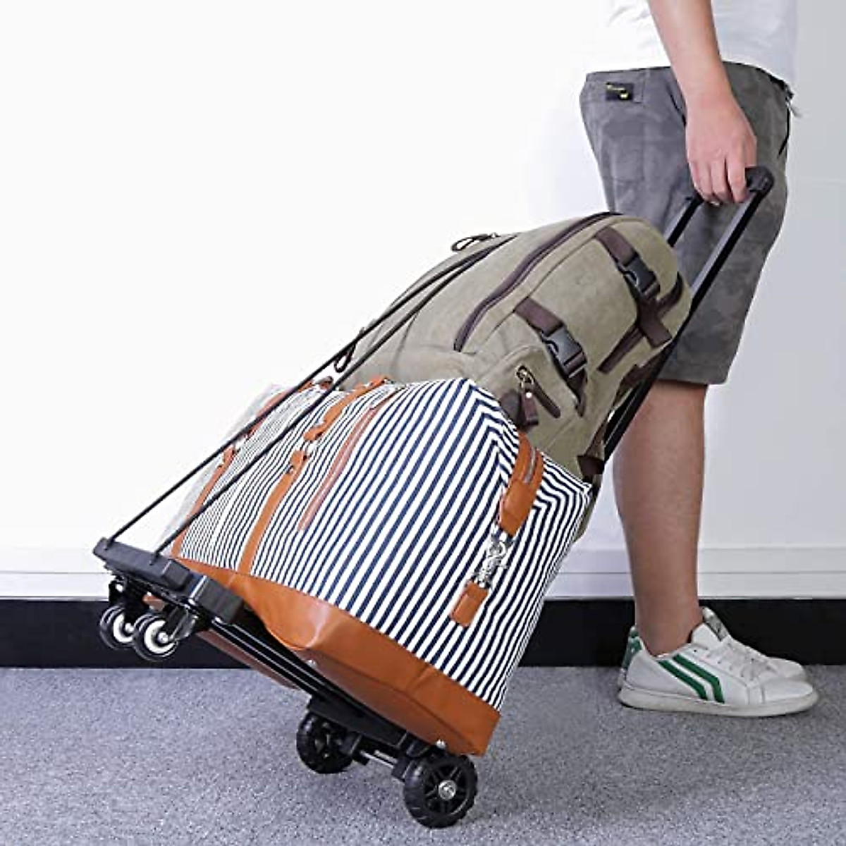 KEDSUM Folding Hand Truck, 290 lbs Heavy Duty Utility Cart with 4 Wheels Solid Construction, Portable Fold Up Dolly, Compact and Lightweight for Luggage, Personal, Travel, Moving and Office Use