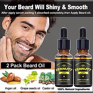 Beard Growth Kit,Fathers Gifts for Men Dad Husband W/Beard Derma Roller,2 Pack Beard Oil,Beard Serum,Wash,Balm,Brush,Comb,Scissor for Beard Grooming Care,Christmas Stocking Stuffers Nail Art Fimo