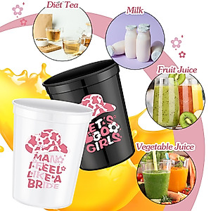 Norme 16 Pcs Let's Go Girl Party Cups Bachelorette Party Supplies Man I Feel Like a Bride Party 16 oz Reusable Black White Plastic Bride Cup for Bridesmaid Bridal Shower Wedding Decorations Favors
