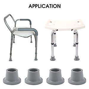 Shower Chair Leg Caps Heavy Duty 4 Pack Shower Chair Tips Replacement Rubber Feet for Shower Chair, Bath Seat, Shower Stools, Non Slip Rubber Tips Suction Cup Feet 1-1/8" I.D