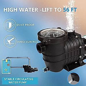 TOPWAY 2HP 110v Swimming Pool Pump 111GPM Filter Garden lnground and Above Ground Pools Water Pump