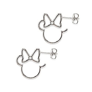 Pura Vida Silver Plated Disney Minnie Mouse Hoop Earrings - Brass Base, Sterling Silver Posts - 1 Pair