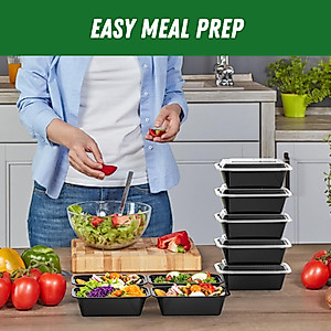 Dealusy 50 Pack (100-Piece) 24 oz Meal Prep Containers Reusable with Lids, Sturdy Leakproof & Food Safe, Microwave, Freezer, Dishwasher Safe Food Prep Containers, To Go Take Out Plastic Food Storage