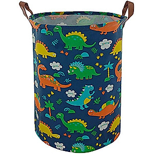 ASKETAM Baby Laundry Basket,Kids Laundry Hamper,Dirty Clothes Fabric Hamper Storage Bin,Toy Organizer for Kids Nursery Decor Bedroom Clothes Toy Basket Gift Basket (Colorful dinosaur)