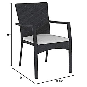 Christopher Knight Home Corsica Outdoor Wicker Dining Chairs with Cushions, 2-Pcs Set, Grey