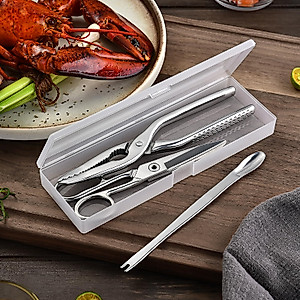 Crab Leg Crackers and Tools Set - Lobster Cracker, Scissors, Picker/Fork for Seafood Boil and Nut Opener - Full Stainless Steel