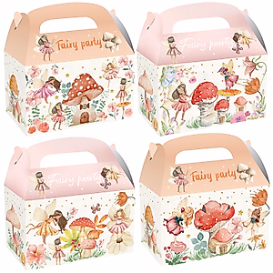 CIEOVO 24 Pack Fairy Party Cardboard Treat Box Cute Fairy Birthday Party Favor Boxes Goody Treat Boxes for Floral Fairies Theme Birthday Baby Shower Supplies