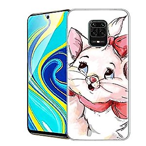 KAPUCTW Case for Xiaomi Redmi Note 9S / Note 9 Pro, Clear Slim Silicone Phone Case Cover with Pattern Design for Girls, Thin Shockproof Gel TPU Bumper Back - [6.67"], Cat Pink
