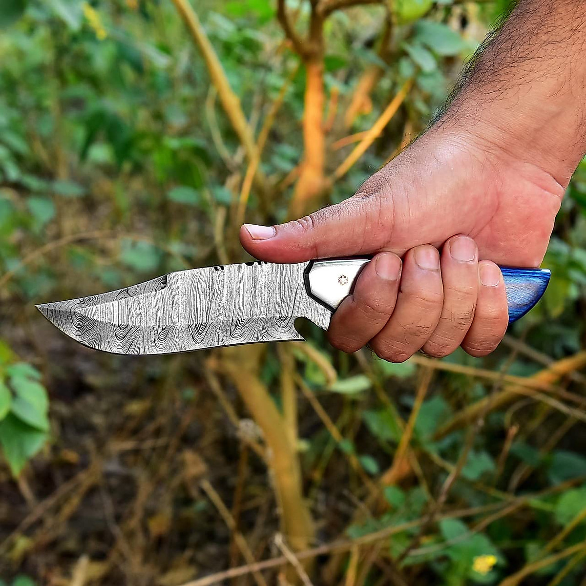 Grace Knives Handmade Damascus Steel Knife Hunting Knife 9.5 inches Fixed Blade Knife With Sheath G-1079 PW