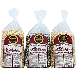 Amish Country Popcorn | 3-2 lb Bags | 2 lbs Mushroom - 2 lbs Extra Large Caramel Type - 2 lbs Blue Popcorn Kernels | Old Fashioned, Non-GMO and Gluten Free (3-2 lb Bags)