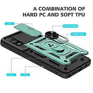 JCUEGRNY Compatible with TCL 30 XE 5G Case,TCL 20R 5G Phone Case,[2 Pack] HD Screen Protector.Built Slide Camera Protection Cover,Military Heavy Duty Protective Hard Shell for TCL 30 XE 5G Green