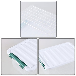 Vababa 20 L Plastic Latch Storage Box with Lid, 4-Pack Clear Small Storage Bin