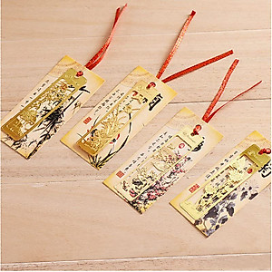 Sujosa 4 Pieces Metal Bookmark for Men Women Book Lovers, Ideal for Birthday Present, Teachers Appreciation (S00064C Classic)