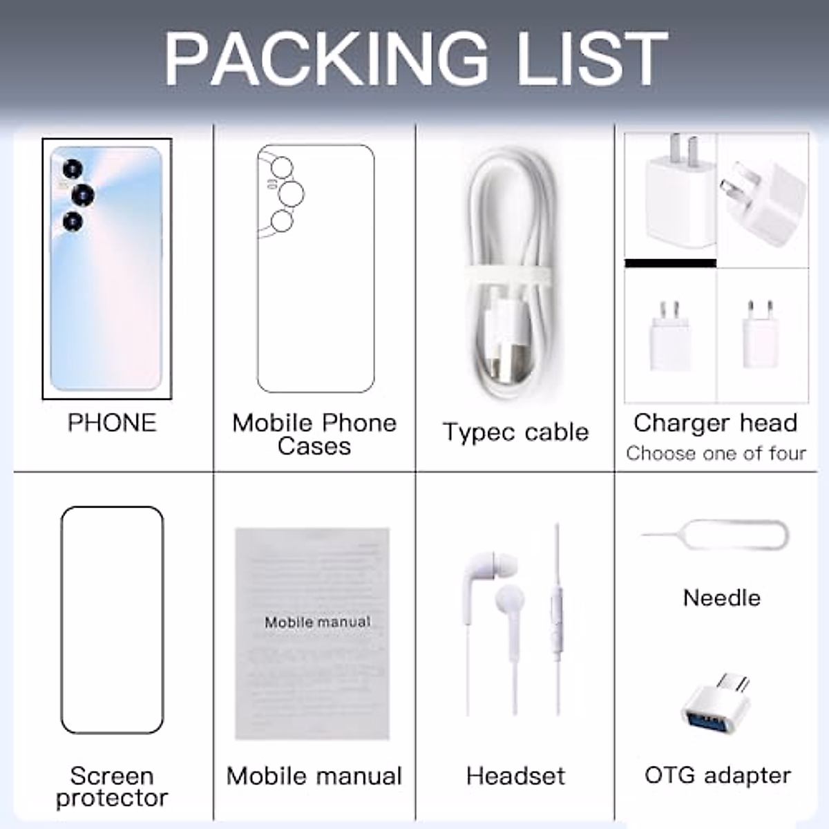 VSMOX S30Ultra Mobile Phones 2023, Android 13 Smartphone, 8000mAh, 8GB 256GB/128GB, 108MP 50MP, 6.53 inch HD Screen, 5G Dual Sim Free Unlocked, Face Unlock/OTG,White-8GB~256GB