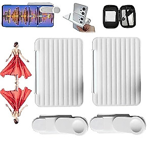 WOSLXM Mirror Reflection for Phone Camera, Smartphone Camera Mirror Reflection Clip Kit, Mobile Phone Reflection Camera Clip Selfie Reflector, Suitable for Travel and Easy to Carry (2Pcs White)
