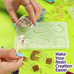 41PCS Resin Supplies Kit, LEOBRO Extra Fine Glitter for Resin, Resin Glitter Flakes Sequins, Foil Flakes, Mixing Stick &Tweezers, Craft Glitter for Resin Crafts, Nail Art, Jewelry Tumbler Making