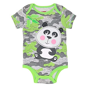Funstuff Baby Boy Girl 5 Pack Animal Bodysuits Lion Panda Dinosaur Tiger Shark (0-3 Months)