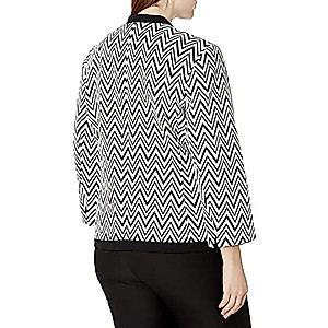 Kasper Women's Zig ZAG Knit Fly Away Jacket, Black Multi, 16
