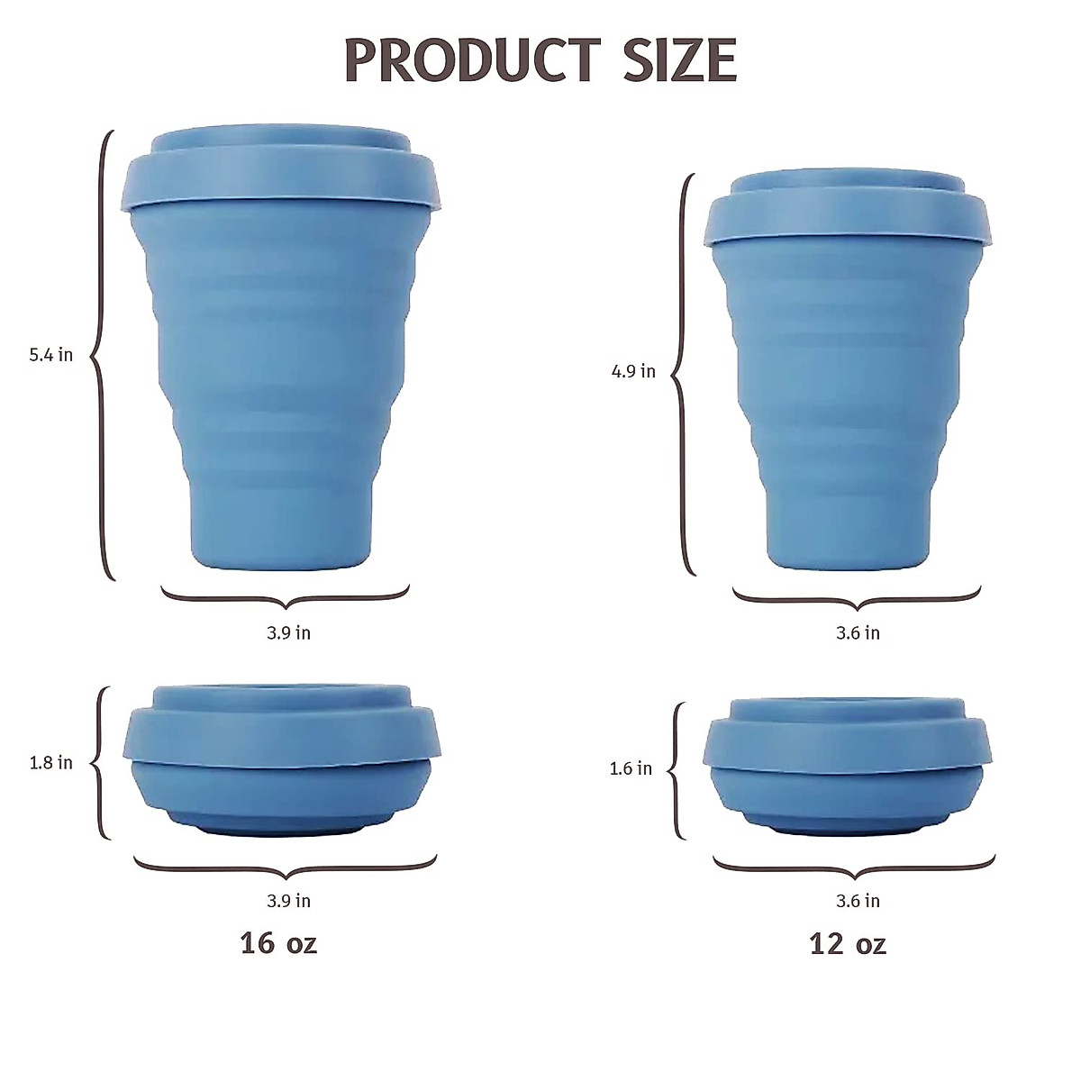 HOGOWARE travel coffee mug collapsible cup insulated tumbler smoothie with lid silicone reusable to go foldable silicon folding hot cold tea water - Large (Army Green)