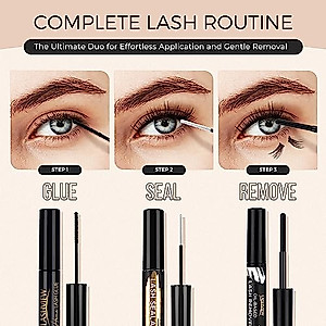 LASHVIEW Lash Remover, Lash Sealer Lash Extension Sealant, Cluster Lash Glue for Sensitive Eyes, Super Strong Hold 72 Hours DIY Eyelash Extension Glue, Sealer, and Remover, Latex Free