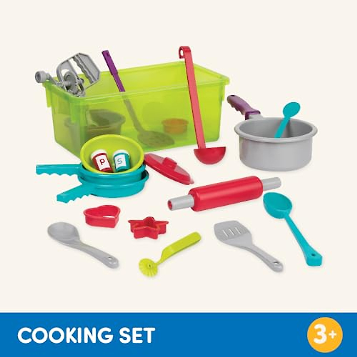 Battat – Pretend Cooking Set – Plastic Kitchen Toys – Play Dishes & Utensils-Toddler Cooking Set – 3 Years + (21 Pcs)