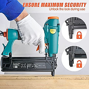 DOTOOL Pneumatic Brad Nailer, 18 Gauge 2-in-1 Nail, 5/8'' to 2'' Brad Nails and 5/8'' to 1-5/8'' Crown Staples, Safety Glasses and Carrying Case