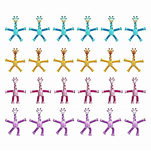 Pop Tube Fidget Toy, Giraffe Tube Toy, Telescopic Suction Cup Tube Giraffe Toy, Cartoon Telescopic Pipe Giraffe, Giraffe Toy Educational, Cartoon Puzzle Parent-Child Interactive Toy (24PC Multicolor)