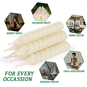 White Beeswax Taper Candles, 5 Inch Spiral Tapered Candles 10 Pack, Natural Bees Wax Candle Sticks - Smokeless Dripless and Unscented for Home Decoration, Wedding, Party