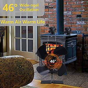 foedo Wood Stove Fan, 4 Blades Heat Powered Stove Fan for Wood/Fireplace/Log Burner, Efficiently Circulate Warm Air, Upgrade Household Cocoon Fan, No Electricity Required