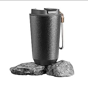 Car Travel Mugs for VW Jetta,Titanium Water Bottle Insulated Water Bottle Leak Proof Locking Lid Coffee Cup Journey Essentials Gifts Cups Mugs for Women and Men 480ml,Black 480ml
