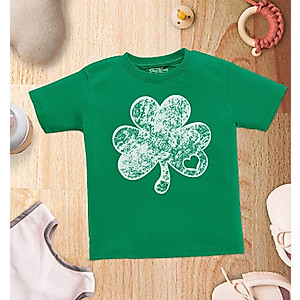 shop4ever Distressed Shamrock Heart St. Patrick's Day Toddler Cotton T-Shirt 3T Green