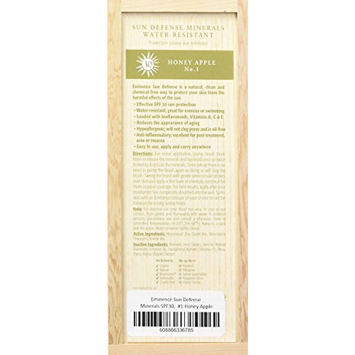 Eminence Sun Defense Minerals SPF30, #1 Honey Apple, 8 Gram