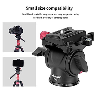 Avella Tripod Fluid Head Pan Tilt Head with Arca Type Quick Release Plate and Handle, Metal Panorama Head with Scaled Base for Compact Video Camera DSLR Camera, Load up to 6.6lb, V502
