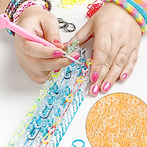 QONCV S Clips, 500 Pieces Boxed, Clear, Loom Rubber Band Clips, Plastic Band Clips, Bracelets DIY Making Refill Kit, Connectors Refills, Loom Bracelets DIY Handicrafts, Exquisite Gadgets.