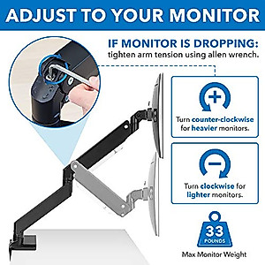 MOUNT-IT! Heavy Duty Dual Monitor Desk Mount with USB 3.0 Ports | 33 lbs Capacity Per Arm | Adjustable Gas Spring, Double Arms for Computer Monitors, Full Motion Articulating, VESA (17-35 inches)