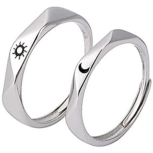 Simple Women Men 1 Pair Finger Rings Set Couple Jewelry Sun Moon Ring Useful and Attractive
