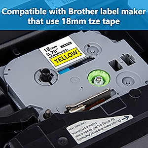 Weemay 4 Pack TZe-641 Label Replacement for Brother 18mm Yellow Ptouch Standard Laminated Label Maker Tape 3/4" TZe641 TZ-641 TZ641 for PT-D400AD PT-D610BT PT-D600 PT-D410 Printer, 0.7" x 26.2'