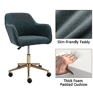 HomVent Desk Chairs on Wheels White Vanity Chair with Girls Comfy Computer Desk Chair,Comfortable Chair for Desk/Task Chair/Rolling Chair for Bedroom,Living Room,Vanity Room